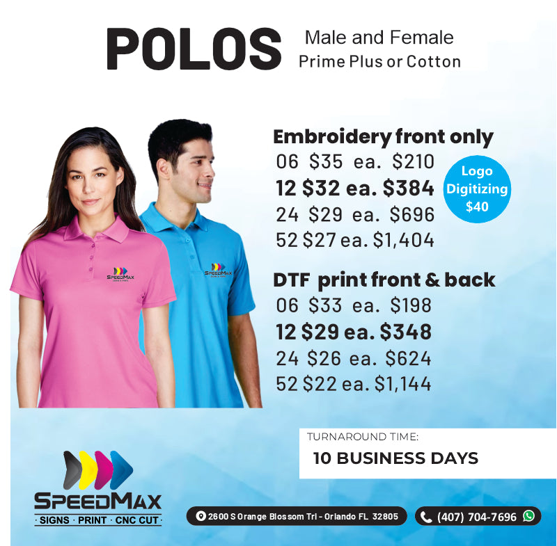 Polo Shirt full color front and back – SpeedMax Signs
